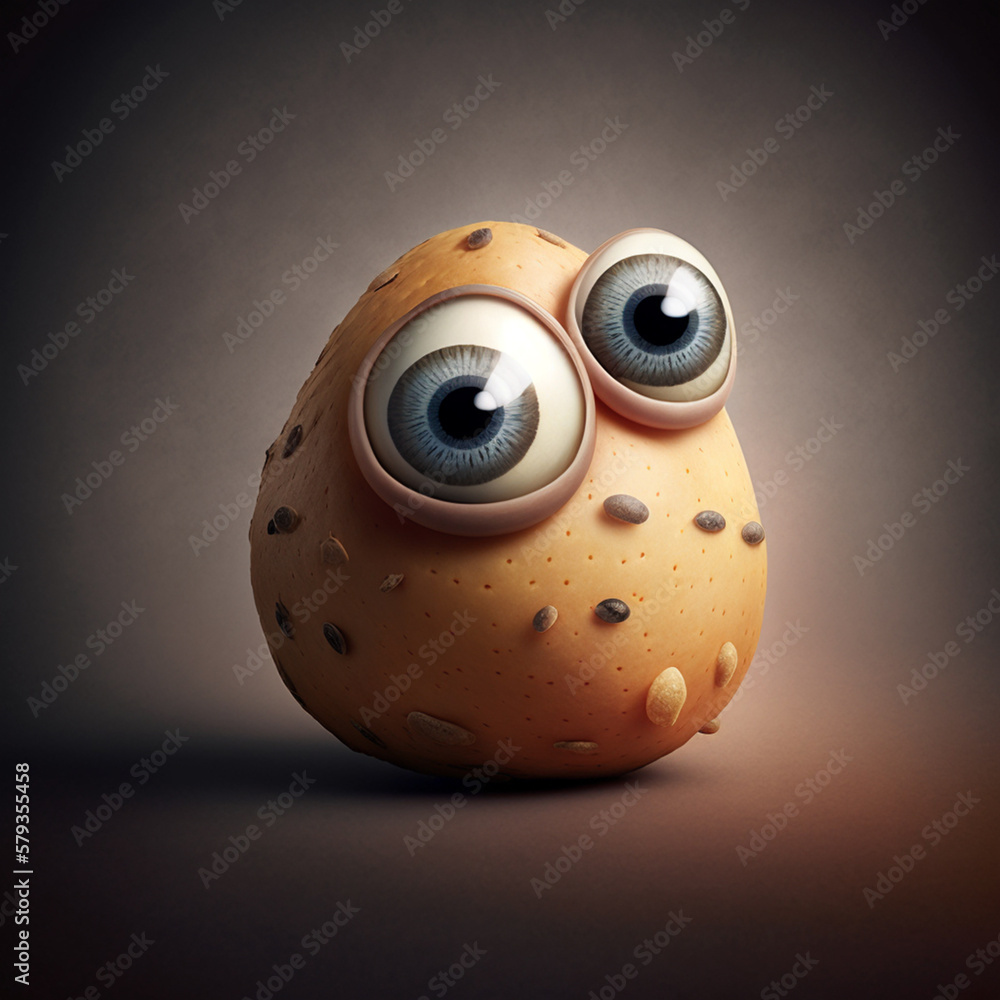 Cartoon potato with googly eyes, a playful concept for food and ...