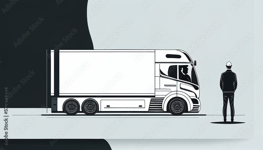 Professional road transport man. Male trucker driving goods transport ...