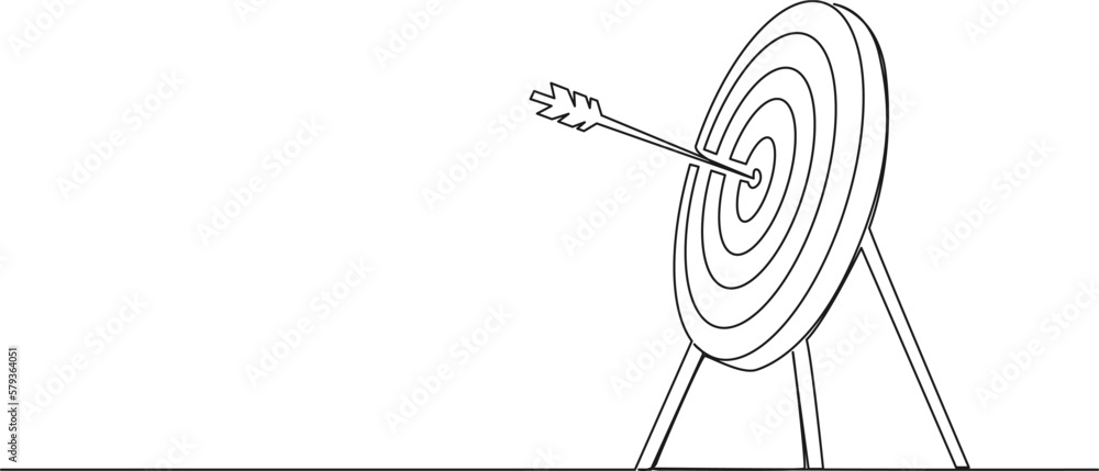 continuous single line drawing of archery target with arrow in middle ...
