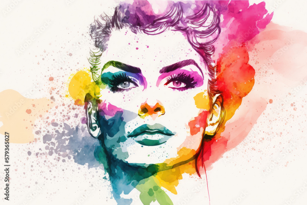 Transgender person watercolor painting for LGBT Pride Day created using ...