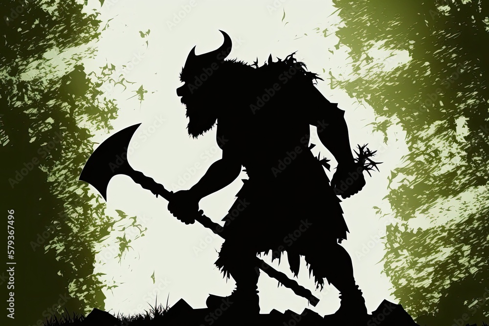 Fantasy being; a hunter of orcs. Silhouette of a fantastical beast ...