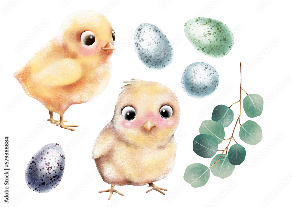 Hand drawn set of easter clip art isolated on transparent background ...