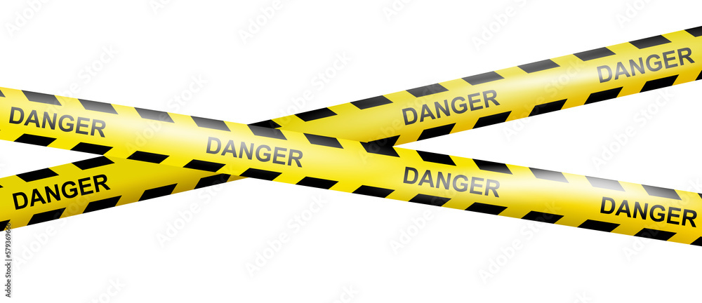 Realistic crossing warning danger tapes or Police line. Caution tape of ...