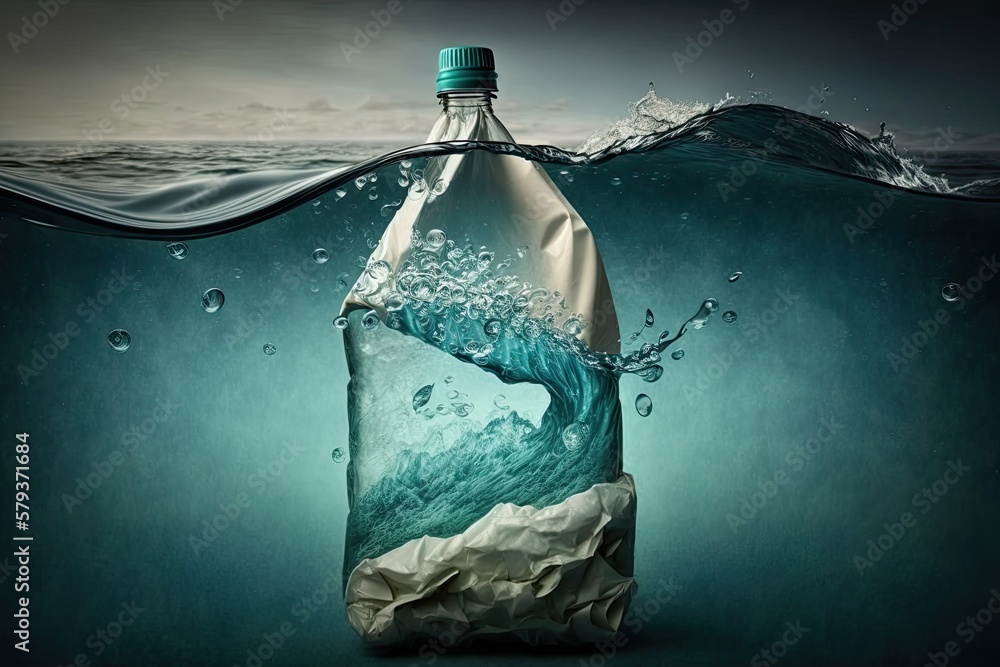 Concept for environmental pollution caused by plastic water bottles in ...