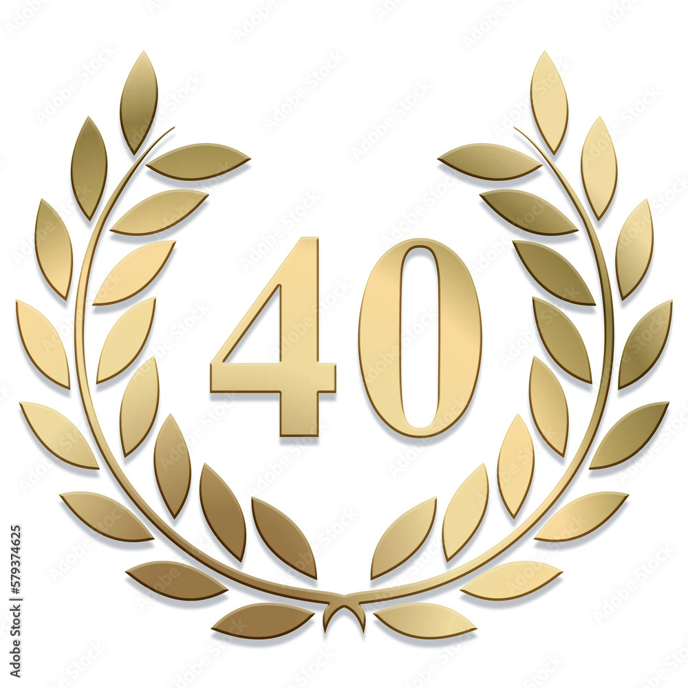 3D Gold PNG laurel wreath number 40 Stock Illustration | Adobe Stock