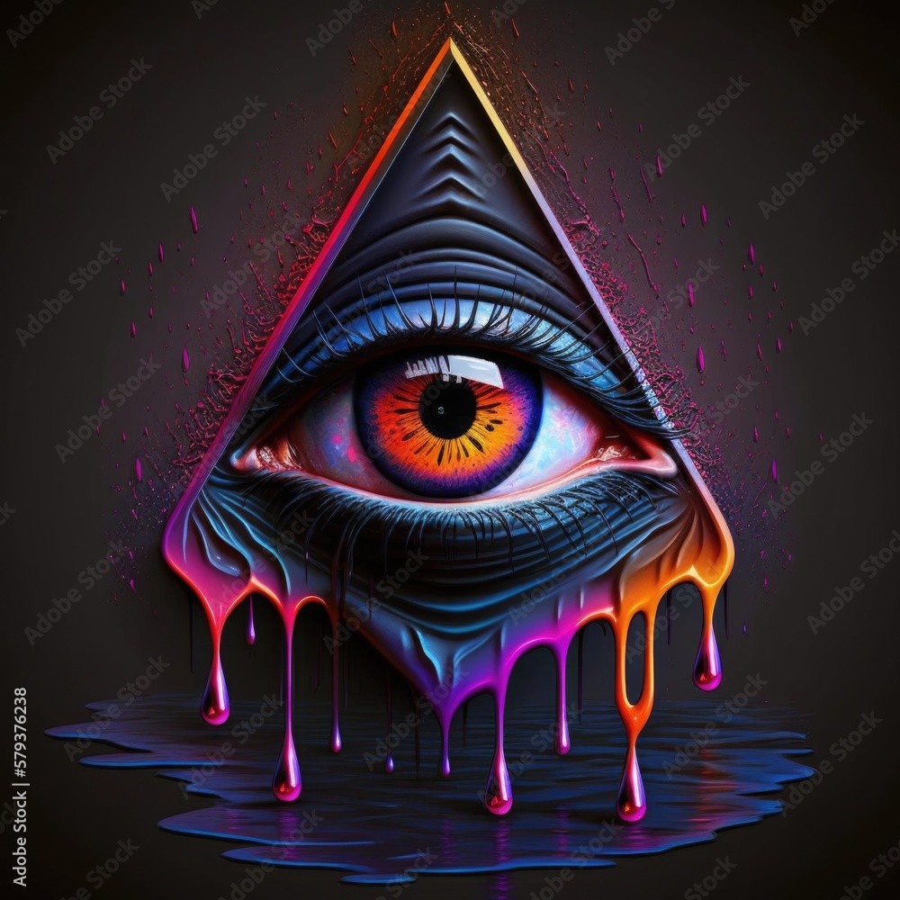 Melting Eye Illuminati: Sinister Horror with No Lashes Stock ...