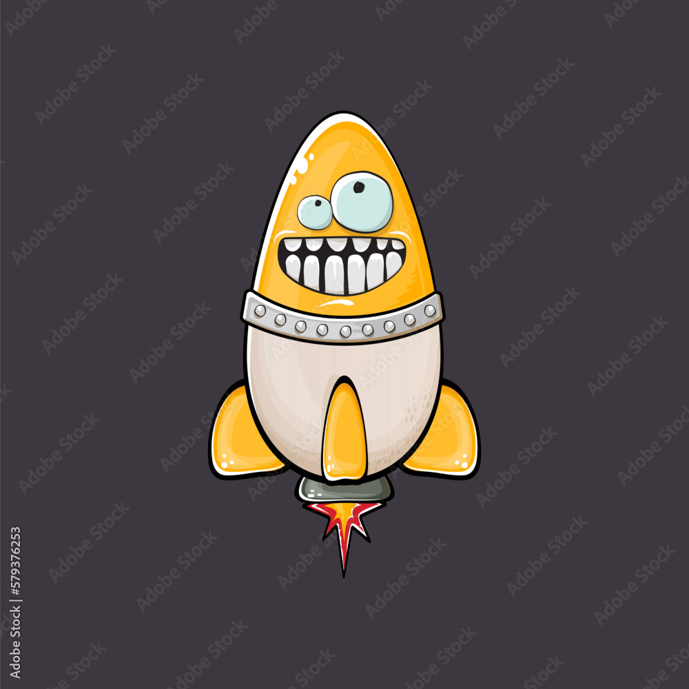 Rocket spaceship character. Cartoon space rocket isolated on space ...