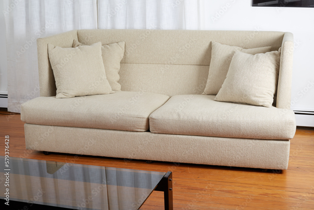 White textured Modern remake of a mid-century modern design sofa. Couch ...