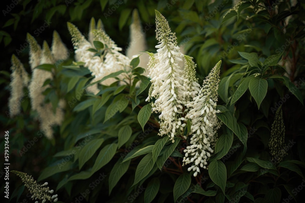 Sweet pepper bushes (Clethra alnifolia) are covered in fragrant white ...