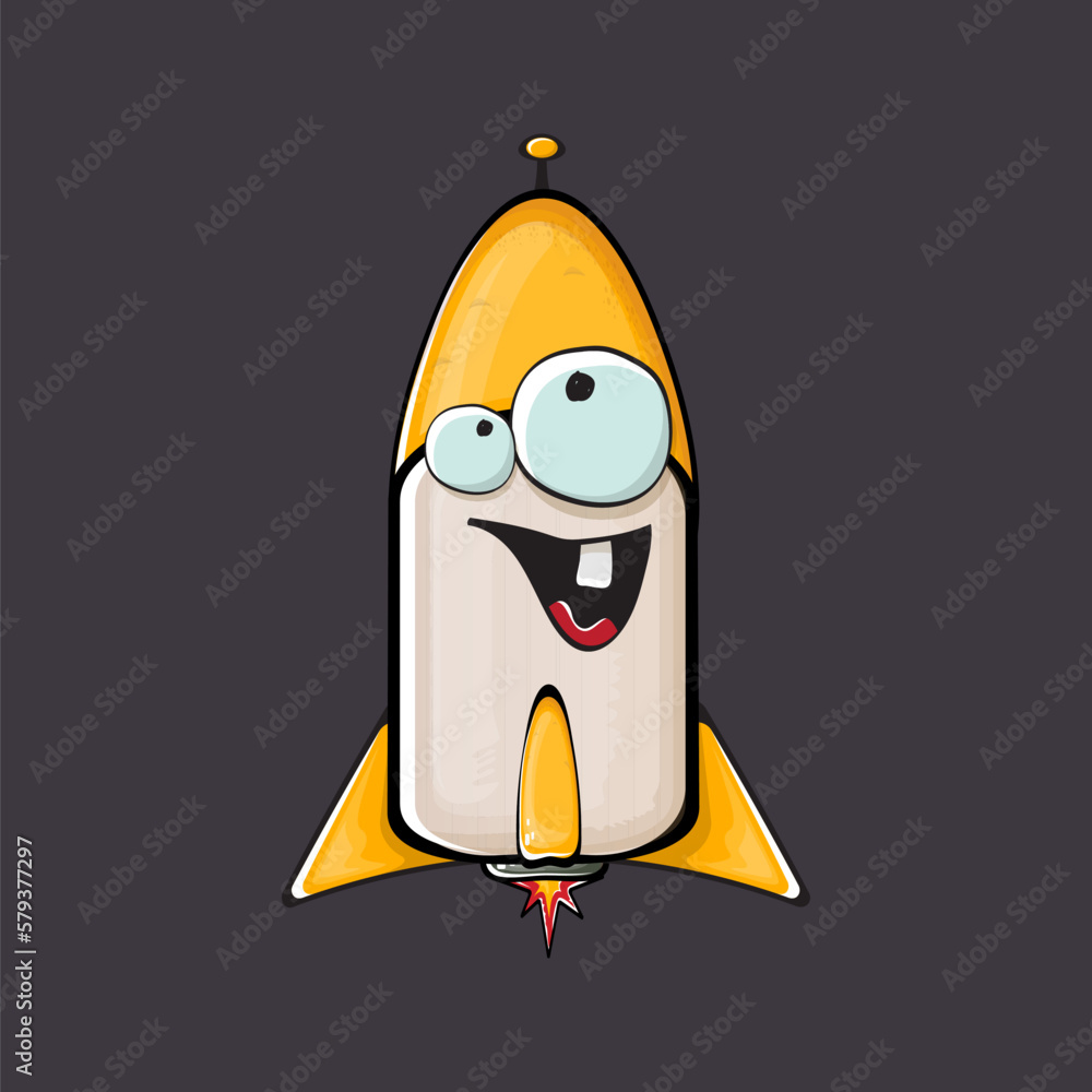 Rocket spaceship character. Cartoon space rocket isolated on space ...