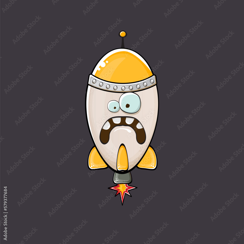 Rocket spaceship character. Cartoon space rocket isolated on space ...