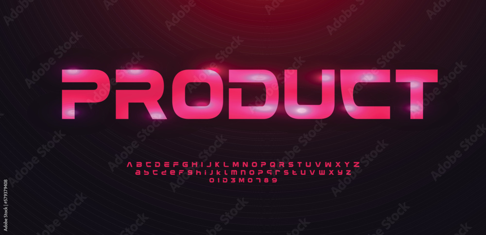 Product font alphabet letters outline linear contour typography techno ...