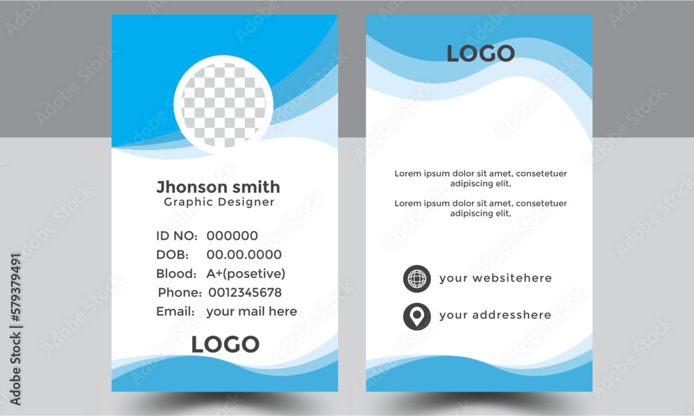 Modern simple and clean employee creative office id card design bundle ...