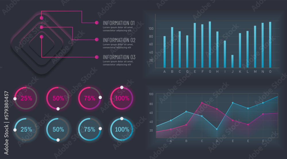 Modern modern infographic graphs and finance charts. Diagram template ...