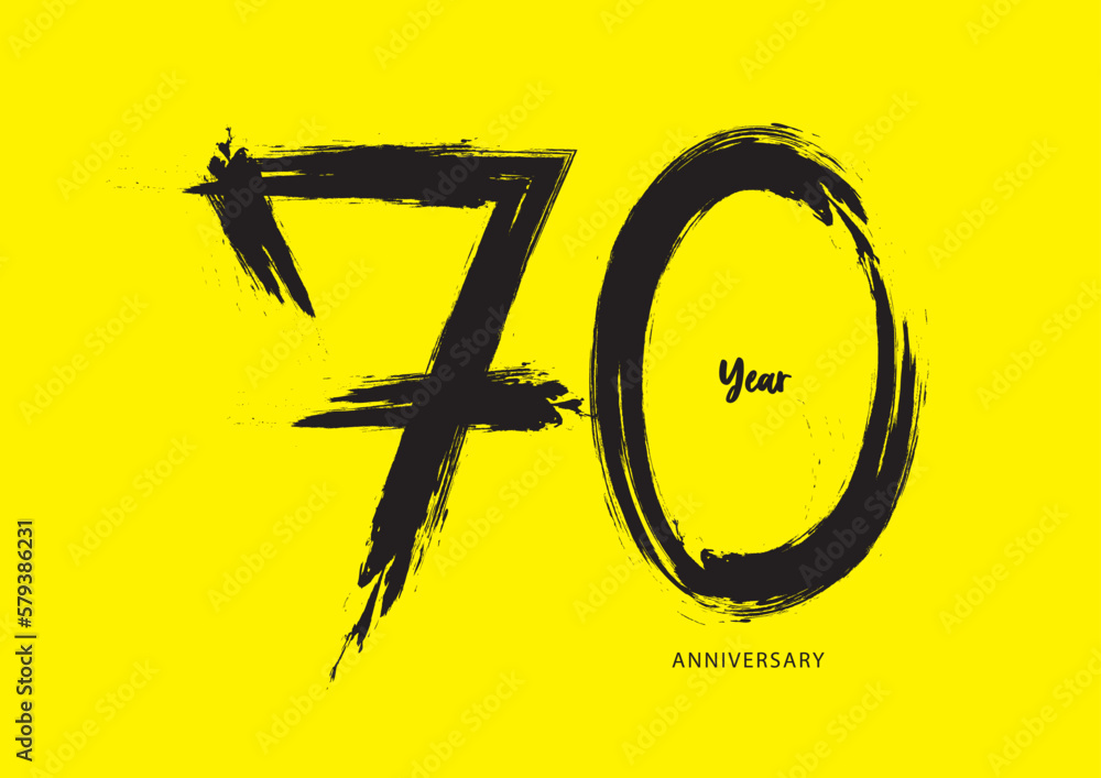 70 year anniversary celebration logotype on yellow background, 70 ...