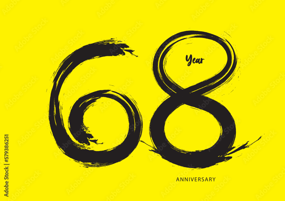68 year anniversary celebration logotype on yellow background, 68 ...