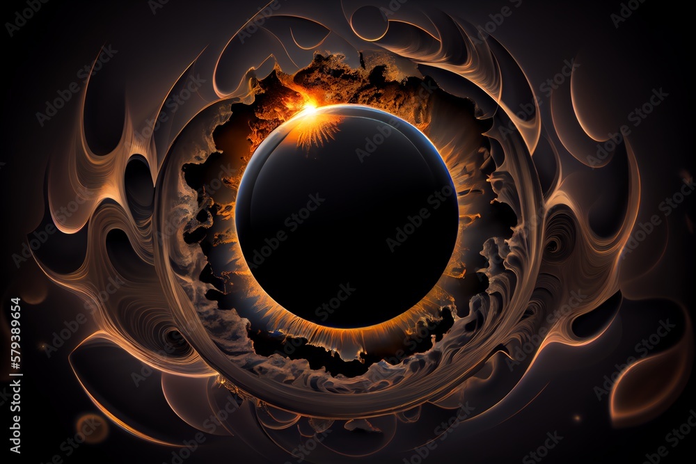 Abstract of a total solar eclipse. Generative AI Stock Illustration ...