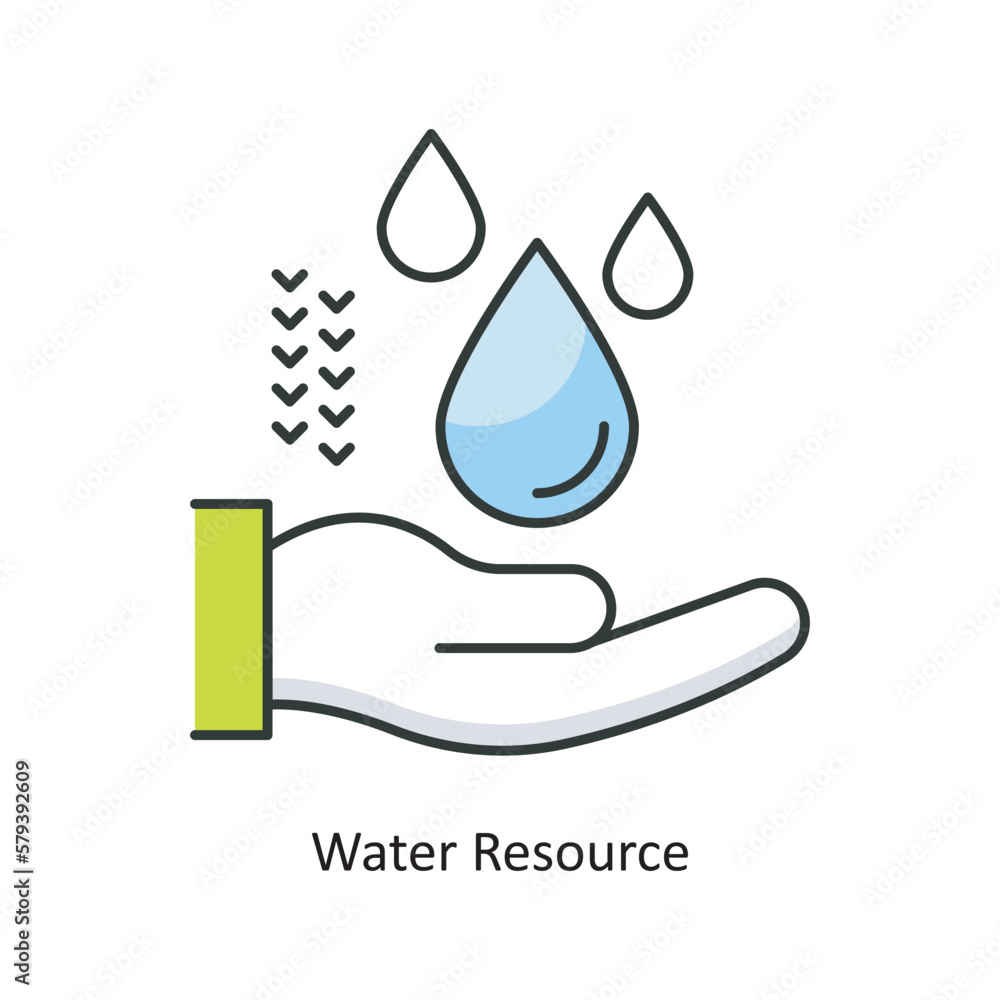Water Resource Vector Filled Outline Icon Design illustration. Ecology ...