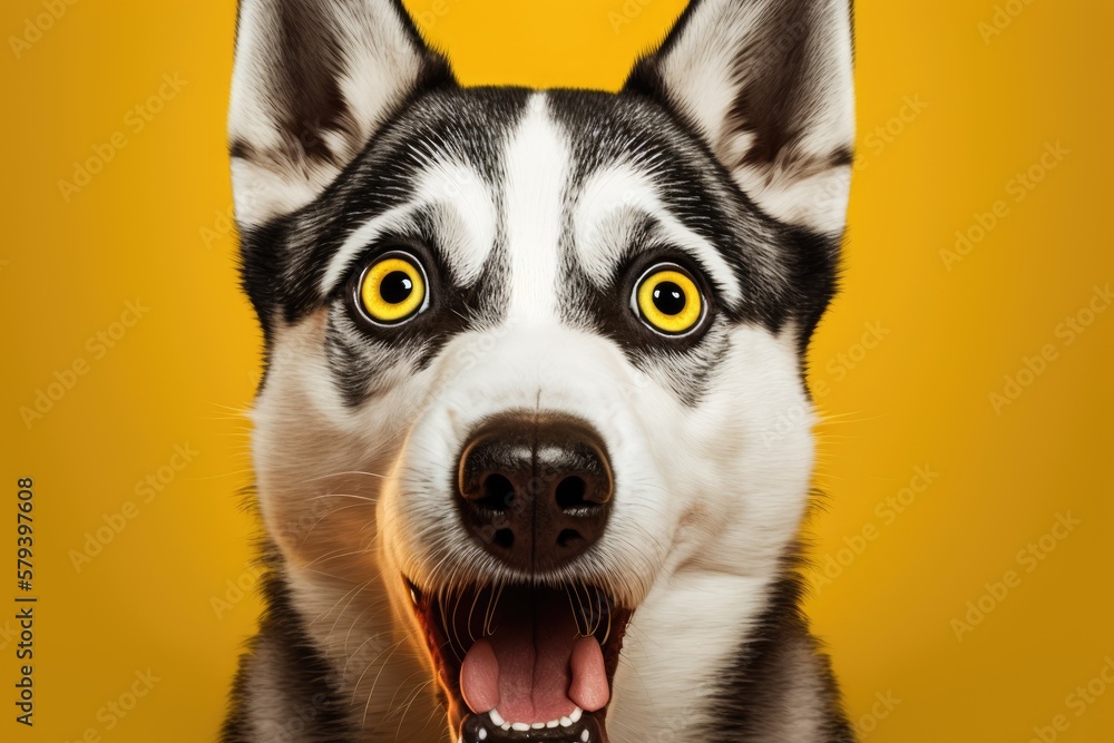 Emotions in dogs as represented by a cartoonish bi eyed husky licking ...