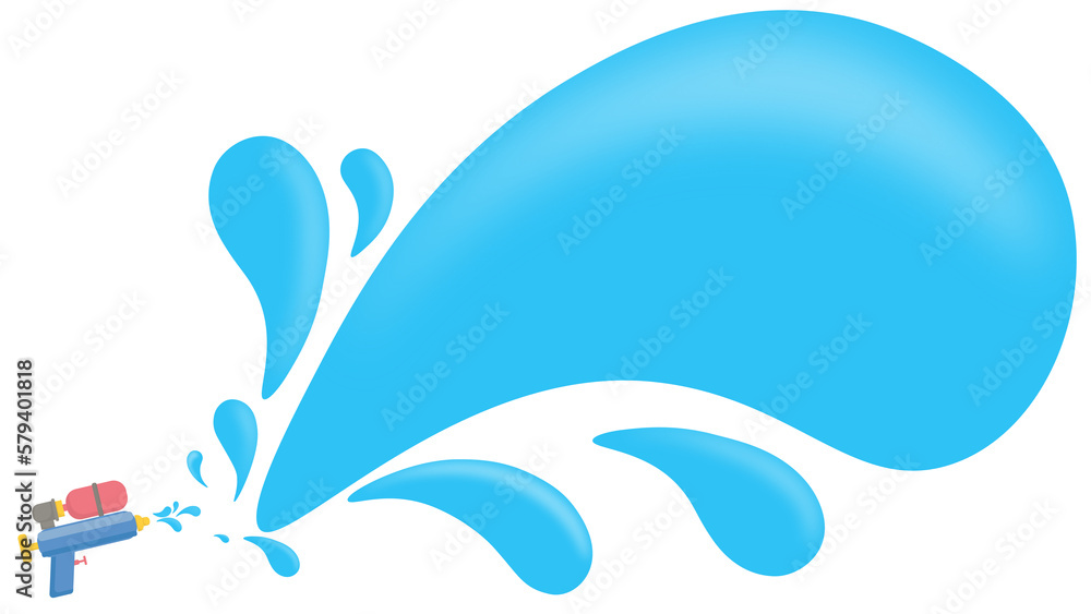 Transparent vector water splash with water gun on Thailand water splash ...