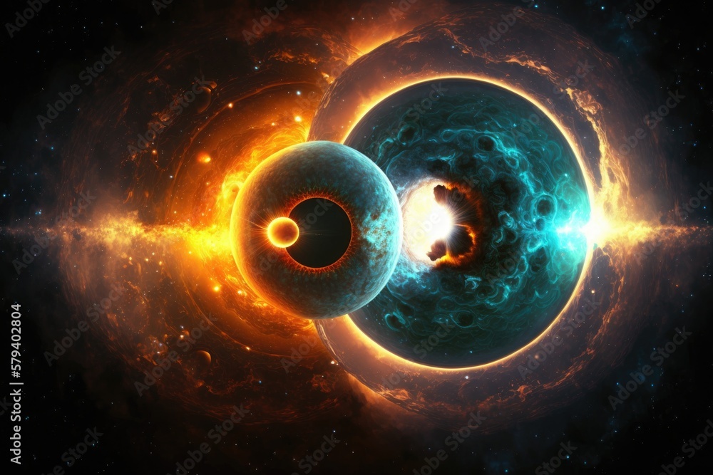 Two dimensional image. Huge voids of space. Stellar objects (the sun ...