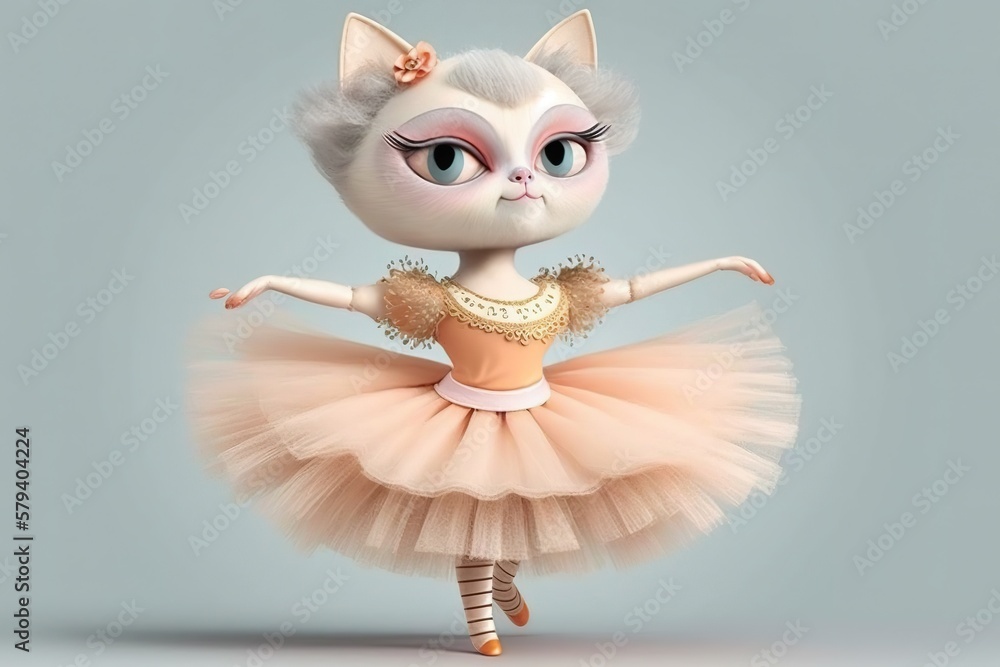 Cute ballerina cat. Funny charming illustration Template for design ...