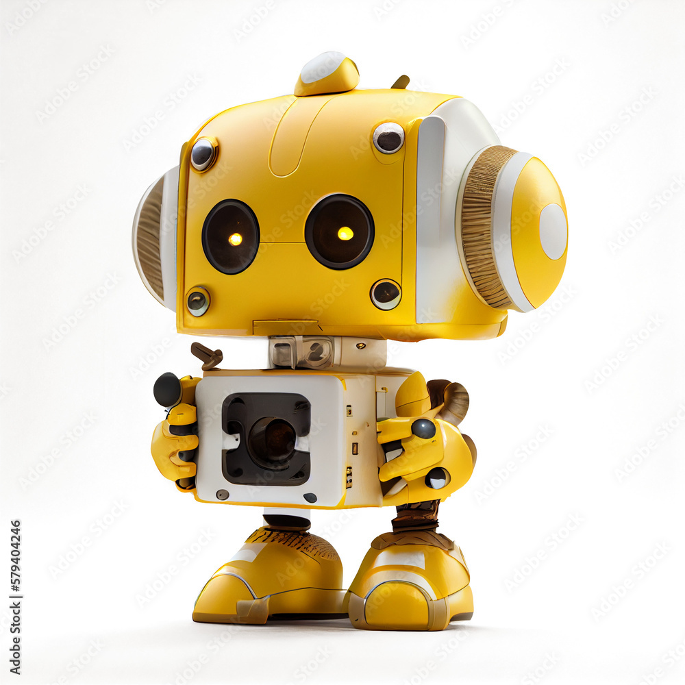 cute yellow robot on a transparent background Stock Illustration ...