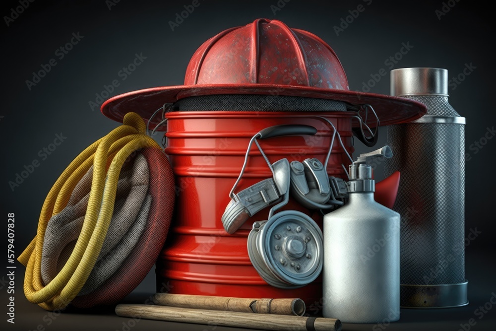 Safety gear for putting out fires. Tools and equipment to put out fires ...