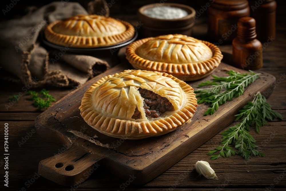 Minced meat pies baked in a pie crust or fried pasty. Culinary delights ...