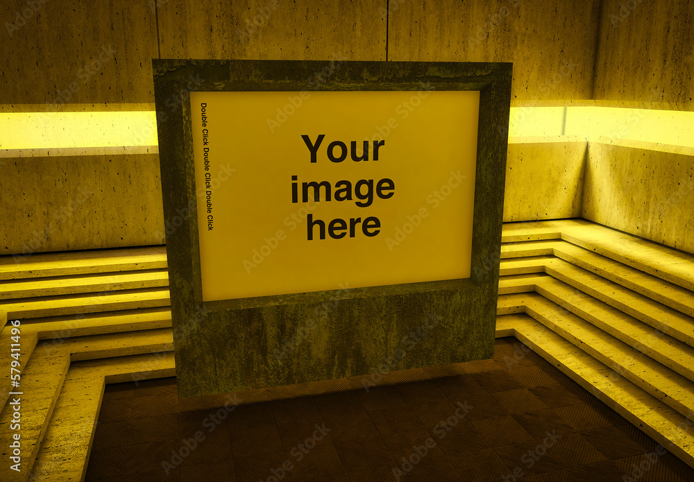 Brutalism Indoor Flying Totem Poster Mockup 03 Stock Template | Adobe Stock