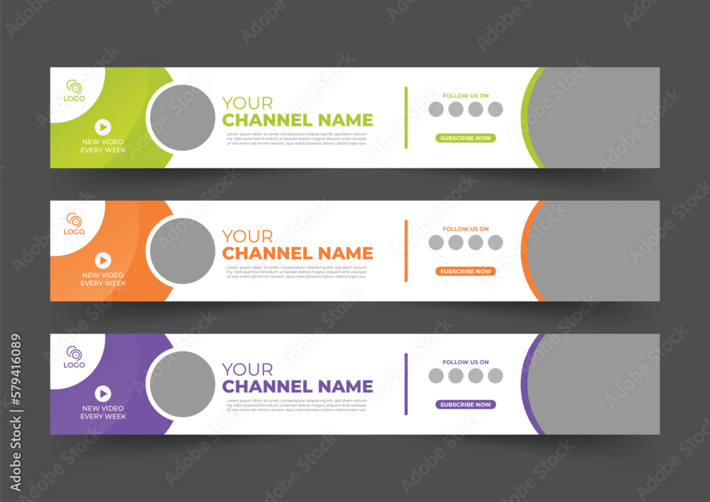 Youtube banner template, youtube cover and web banner, professional ...