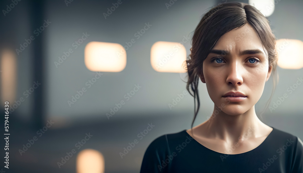Depressed white teen girl in puberty, identity crisis, image with open ...