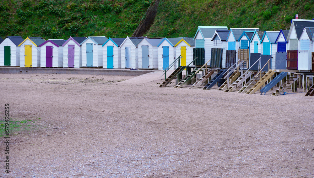 Colourful Beach Huts at Torquay on the Devon Coast, England ...