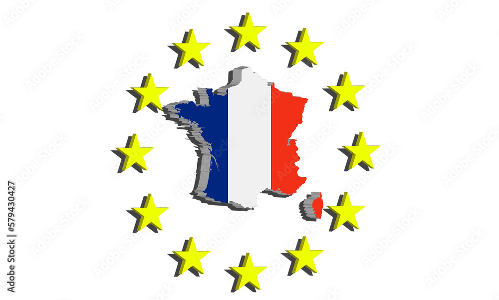 france, the silhouette of france and the tricolor flag with stars ...
