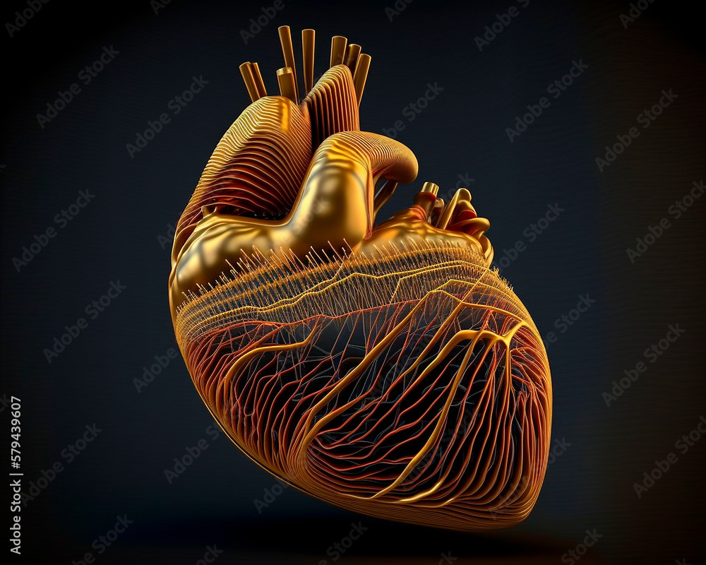 generative ai illustration of heart beat line forms a realistic heart ...