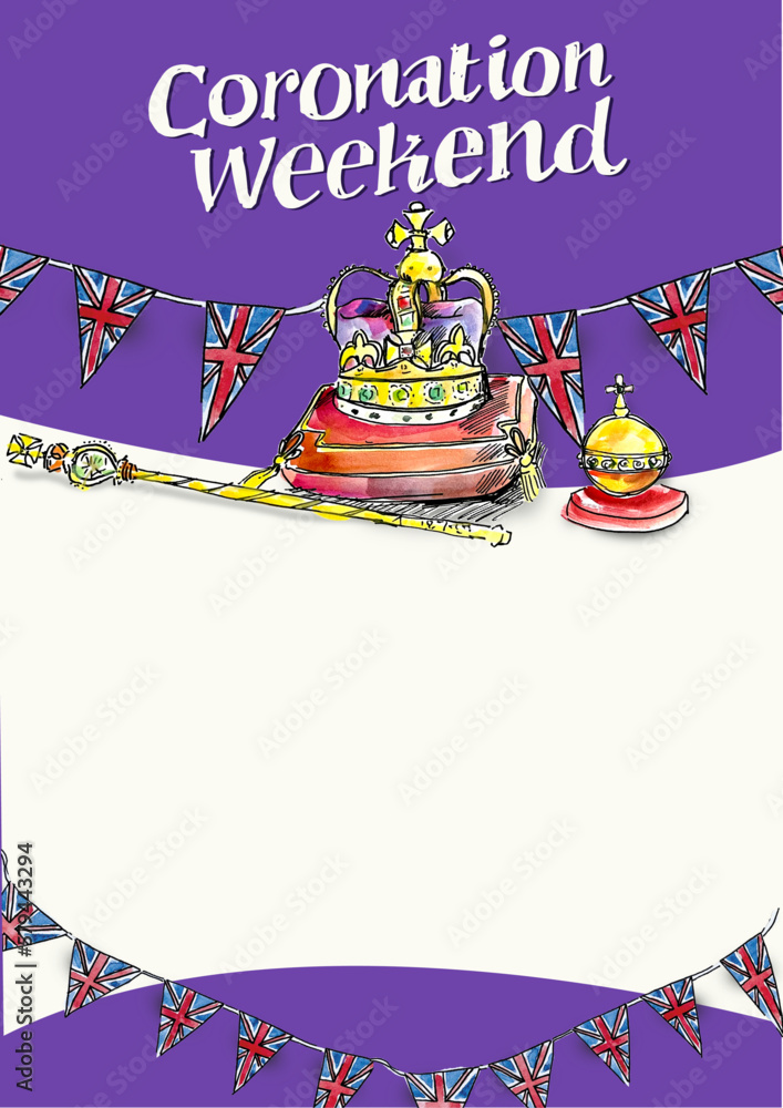 Blank poster for British celebrations of the Coronation weekend. Stock ...