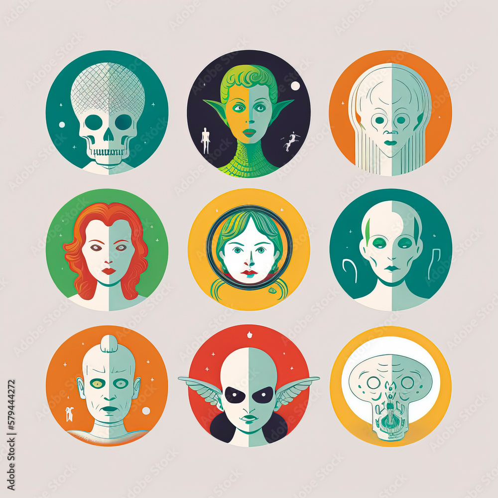 Alien Avatar Illustration: A Collection of Extraterrestrial Profile ...