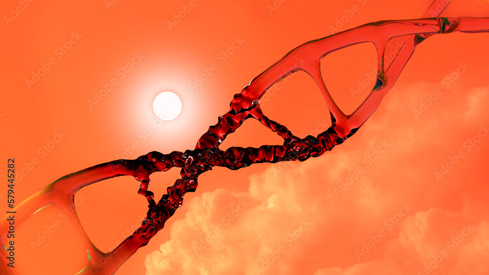 human dna structure with glass helix destroyed, deoxyribonucleic acid ...