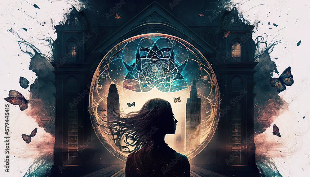 Abstract representation of a female portrait. A portrait representation ...