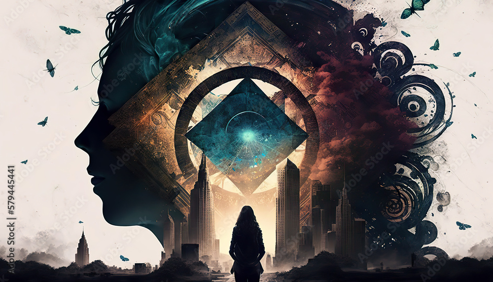 Abstract representation of a female portrait. A portrait representation ...