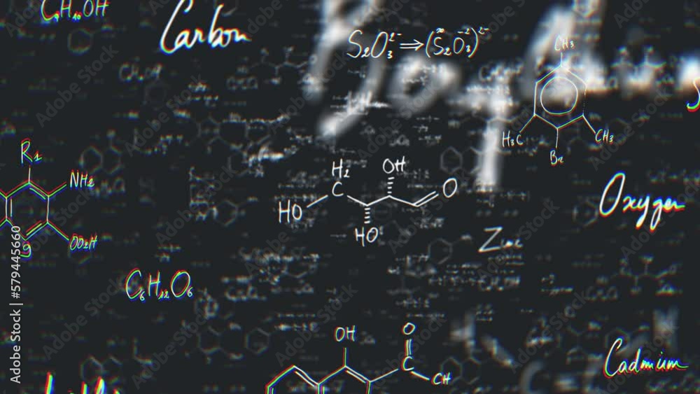 Chemistry Formulas On Blackboard/ 4k motion graphics of an abstract ...