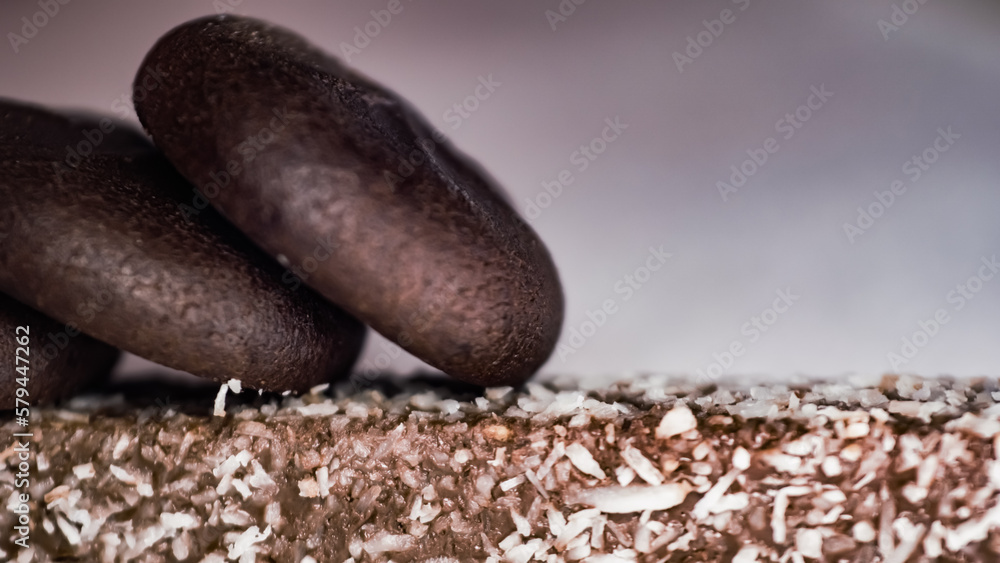 sponge cake, chocolate flavored wafer, sweet tender and delicious Stock ...