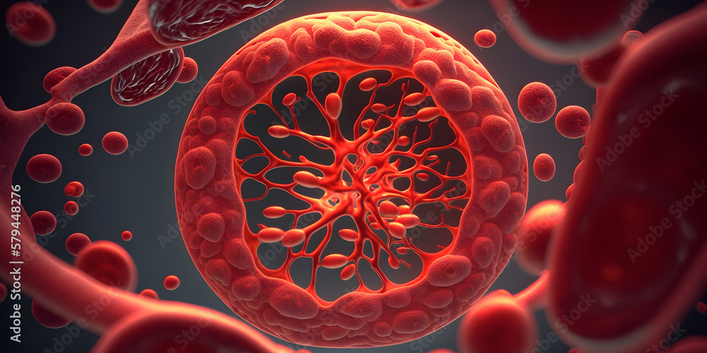 Mutation of red blood cells in vein after radiation. Banner biology ...