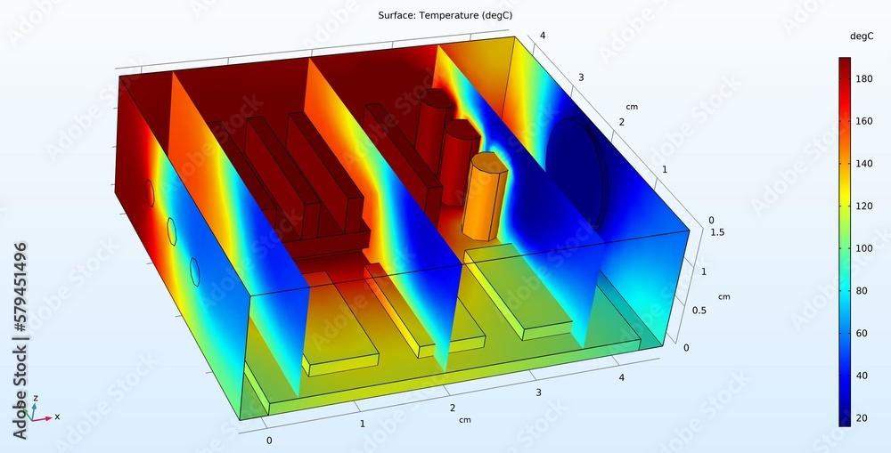 Computer 3d modeling of the printed circuit board of electronic device. Thermal analysis ...