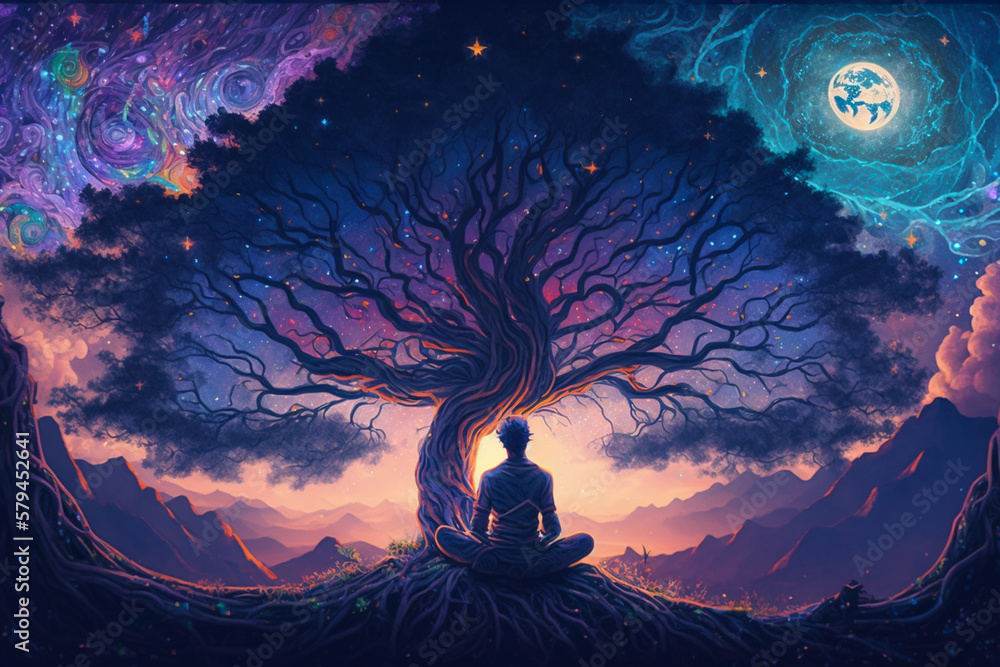 Concept of meditation and spiritual practice for enlightenment ...