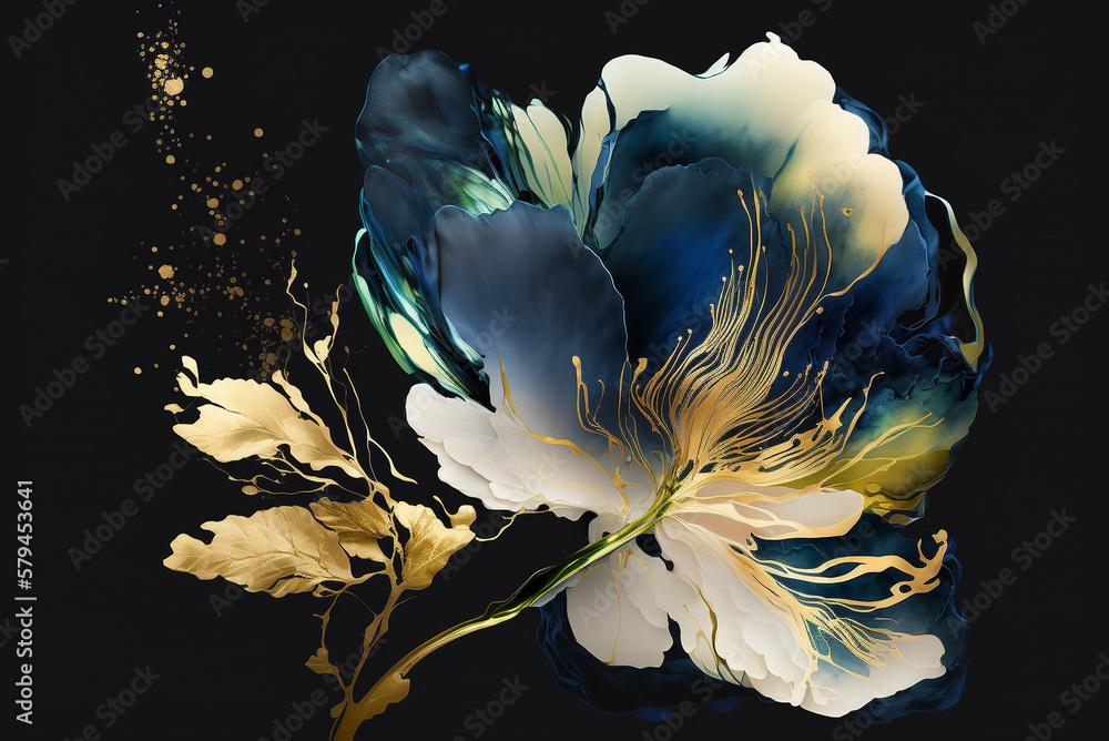 a wallpaper botanical flowers with one big flower for whole artwork ...