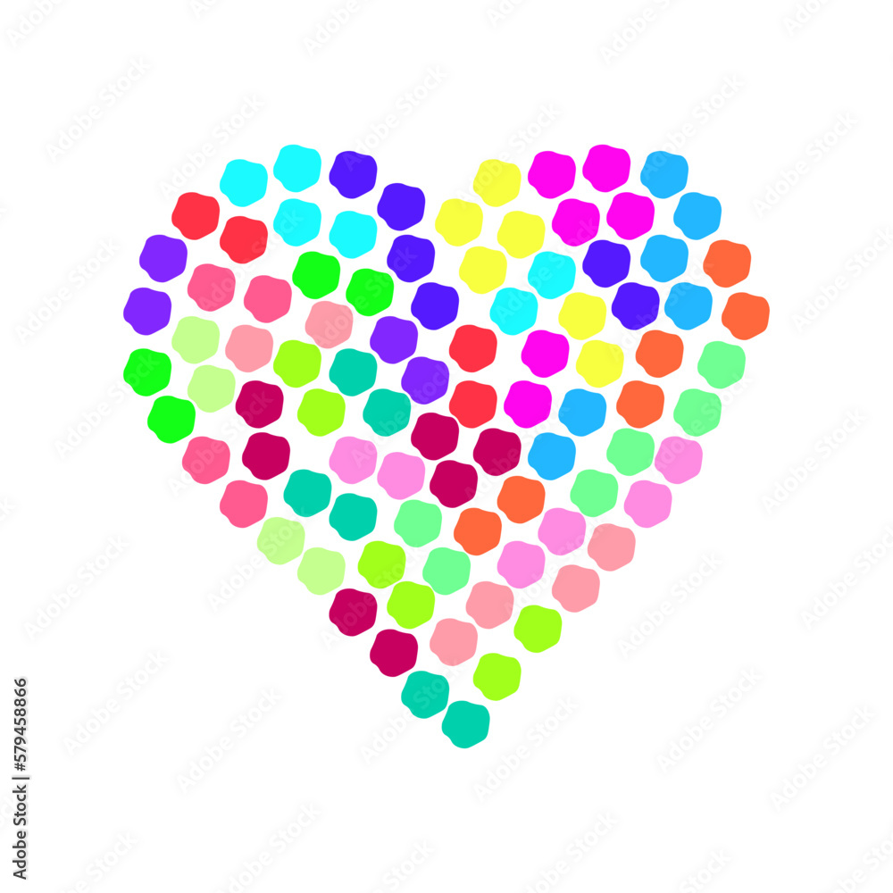 Colorful heart symbol, rounded shapes pattern, isolated vector ...