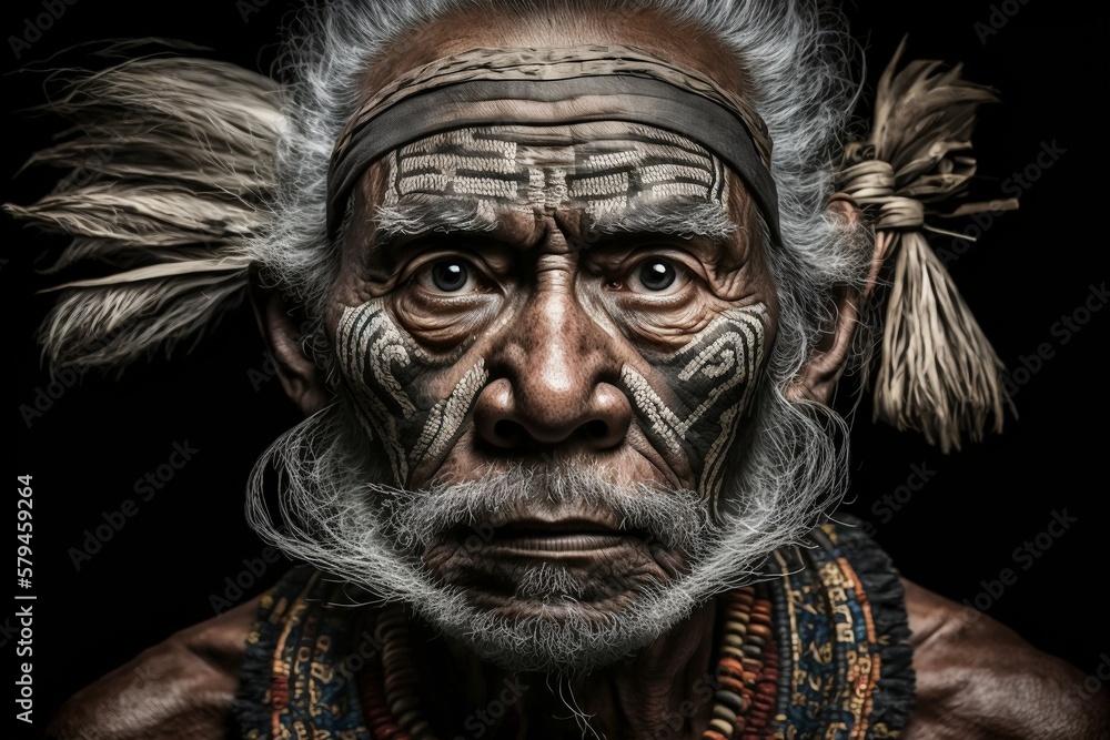 The Dayak People of Kalimantan, Indonesia in the Dark Stock ...