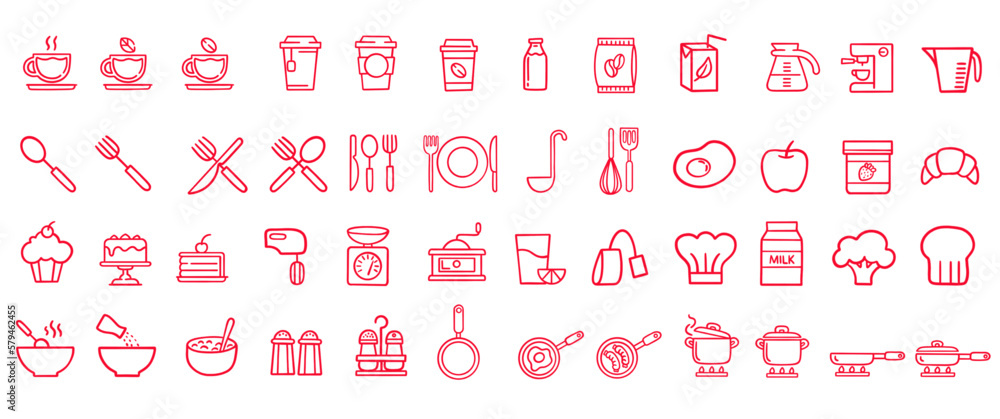 Food and drinks set icons for menu, infographics, design elements ...