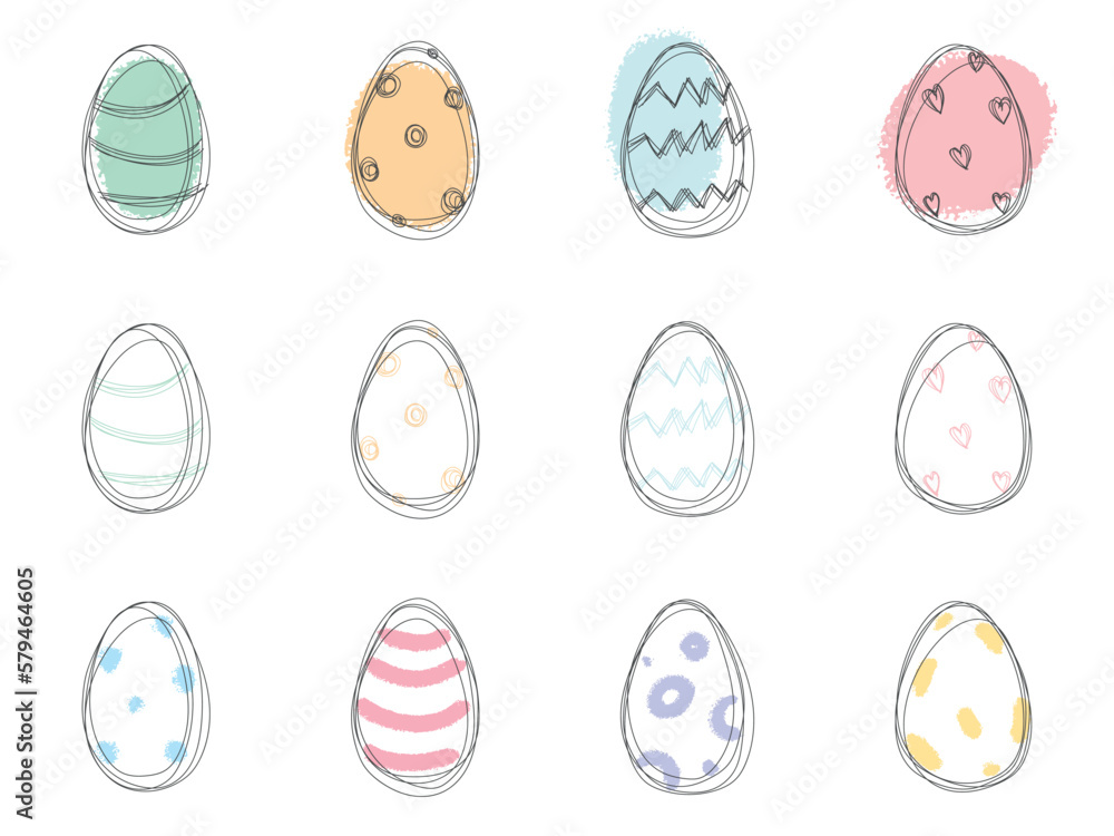 Handdrawn doodle vector Easter set. Greeting card for religious holiday ...